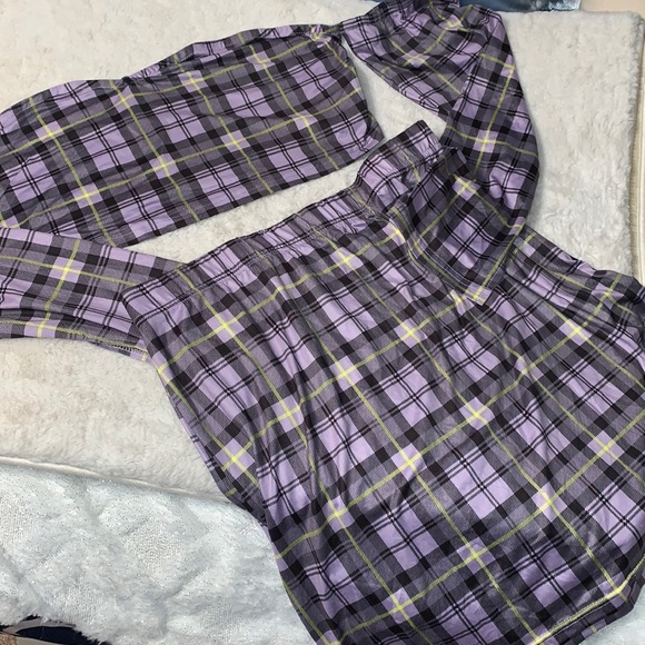 SHEIN | Skirts | 2x Shein Curve Plaid Purple Matching Set Skirt And Off ...